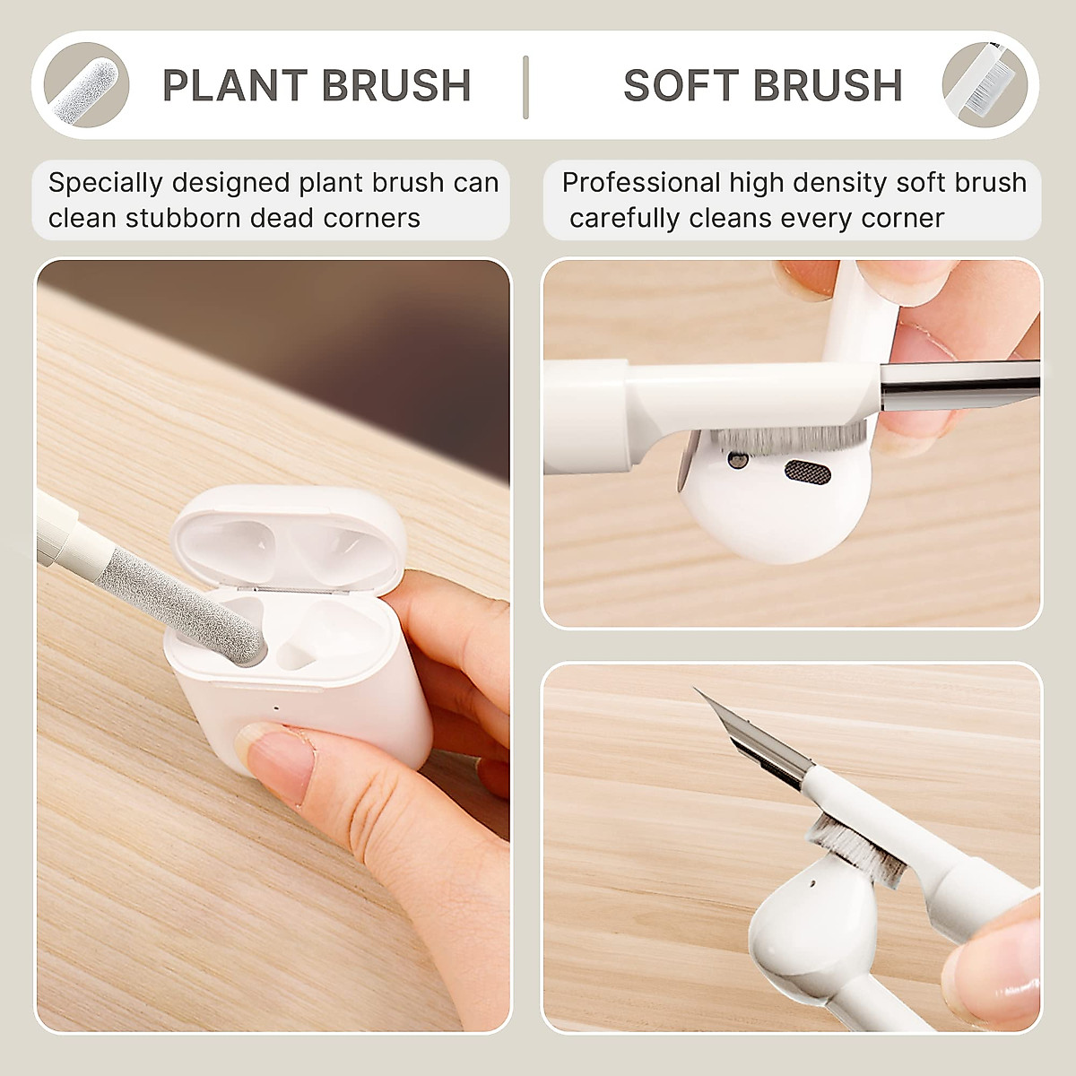 Cleaner Kit for Airpods Pro Chirstmas Gift Cleaning Pen with Soft Brush for Bluetooth Earbuds Case Cleaning Tools for Most Earphones