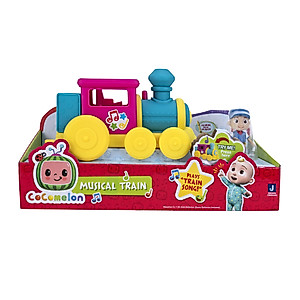 CoComelon Feature Vehicle, Train - Train Vehicle with Sounds - Exclusive Conductor JJ Figure - Fits 4 Figures - Free Wheeled - Play Songs - Toys for Kids, Toddlers, and Preschoolers