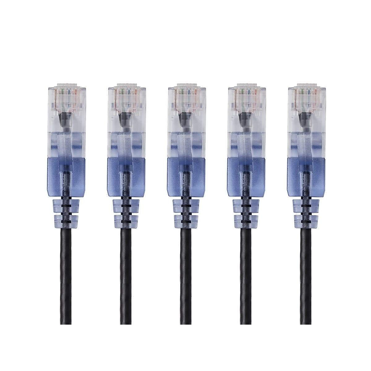 Monoprice Cat6A 20ft White 5-Pk Patch Cable UTP 30AWG 10G Pure Bare Copper Snagless RJ45 SlimRun Series Ethernet Cable