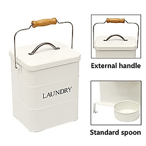 Morezi Laundry Detergent Container Powder Soap Containers with Lid and Scoop Included, Perfect Sturdy Canister Tins for Kitchen Countertop, Shelf, Great Gift - White