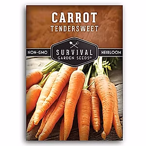 Survival Garden Seeds - Tendersweet Carrot Seed for Planting - Packet with Instructions to Plant and Grow Long Crunchy Orange Carrots in Your Home Vegetable Garden - Non-GMO Heirloom Variety