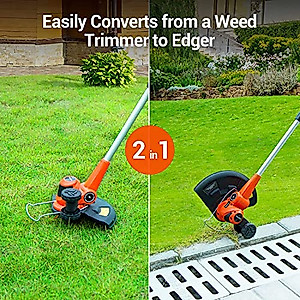 PAXCESS Cordless String Trimmer/Edger, 20V 10-Inch Weed Eater with 2Pcs 1.50Ah Batteries, 1Pcs Charger and Replacement Spool Line, Length Adjustable