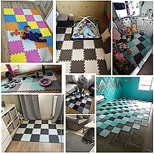 YIMINYUER® 18 Tiles (30cm×30cm×1cm Each Tile) Baby Soft Puzzle Play Mats, Kids Thick EVA Foam Floor, Toddlers & Children's Soft Interlocking Mat R01G301018