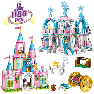 Friends Building Blocks Toys for Girls Age 6-12 Princess Castle Building Sets for Girls Magical Ice Palace Toy Castle Blocks Kit STEM Learning Roleplay Blocks for Kids Girls Christmas Birthday Gifts