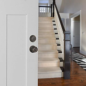 Amazon Basics Exterior Knob With Lock and Deadbolt, Classic, Oil Rubbed Bronze, Set of 2