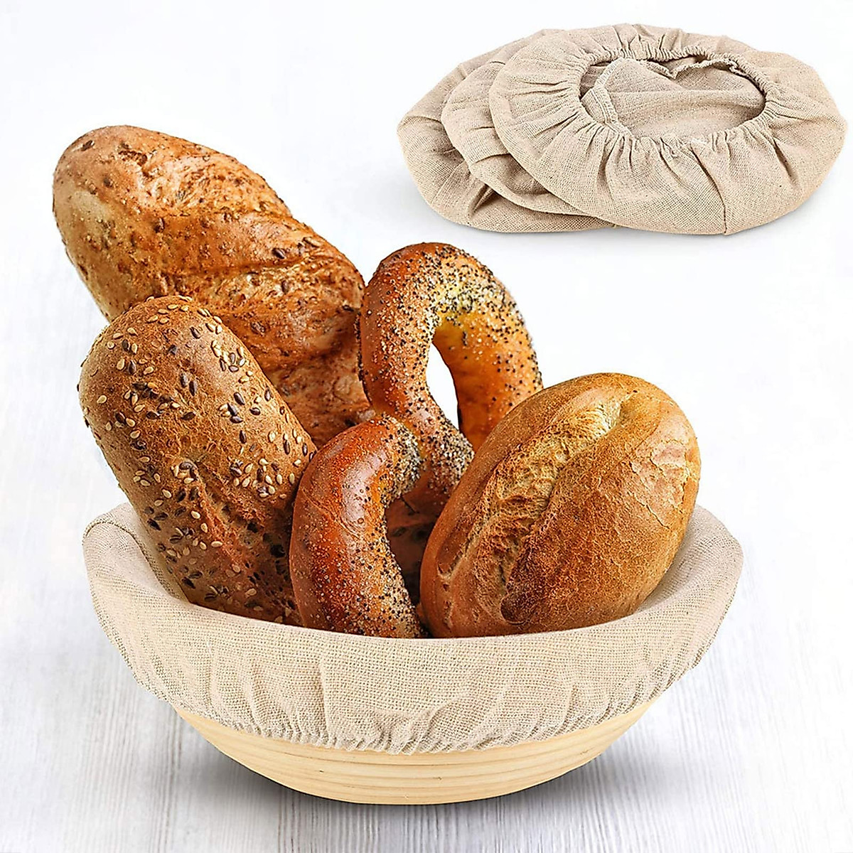 D-GROEE Pastry Proofing Basket Liner Bread Making Basket Cloth Liner Baking Supplies Food Grade for Home 17cm