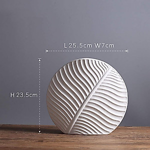 Kepfire Modern Elegant White Ceramic Vase Home Office Living Room Bathroom Wedding Party Dinning Stoneware Craft Table Decoration for Grow Plant Insert Artificial Florals - Big