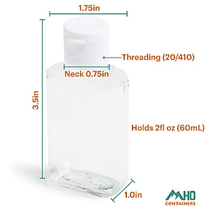 MHO Containers | Clear, Refillable Flip-Top Bottles | BPA/Paraben-Free, 2 fl oz (60 mL) — Set of 20