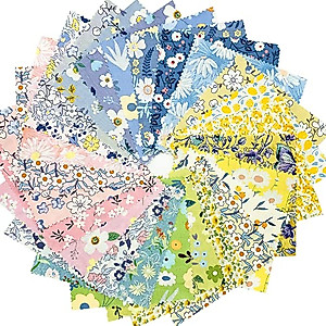 Vintage Floral Precut Fabrics for Quilting 10x10 Print Cotton Quilt Fabric Squares for Sewing DIY Patchwork Craft (25Pcs) SZRUIZFZ