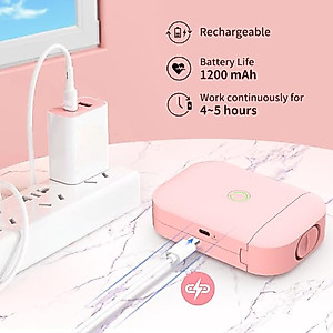 JADENS D11 Pro Portable Bluetooth Label Maker with Tape - Mini Label Printer for Storage, Barcode, Mailing, Office & Home Organizing - Sticker Maker with Multiple Templates, Pink