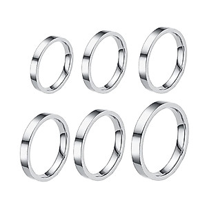 LuckyAmor 3pcs Style Stainless Steel Rings for Women Stacking Stackable Silver Band Thumb Pointer Finger Plain Ring Comfort Fit Size 5 6 7 8 9 10