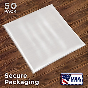 Premium Record Sleeves for Album Covers (50 Pack, 12.75 x 12.75 inch, 3 mil Thick), Clear Protective Plastic Outer Sleeves for Vinyl Record Albums, Media Collection Protection by EcoEarth
