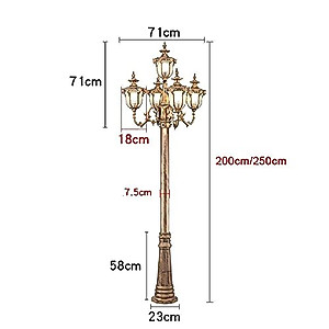 High Pole Street Lamp 5-Lights Outdoor Pillar Post Lantern IP55 Waterproof Rainproof Landscape Lighting Retro Post Light Driveway Pathway Aluminum Column Lamp