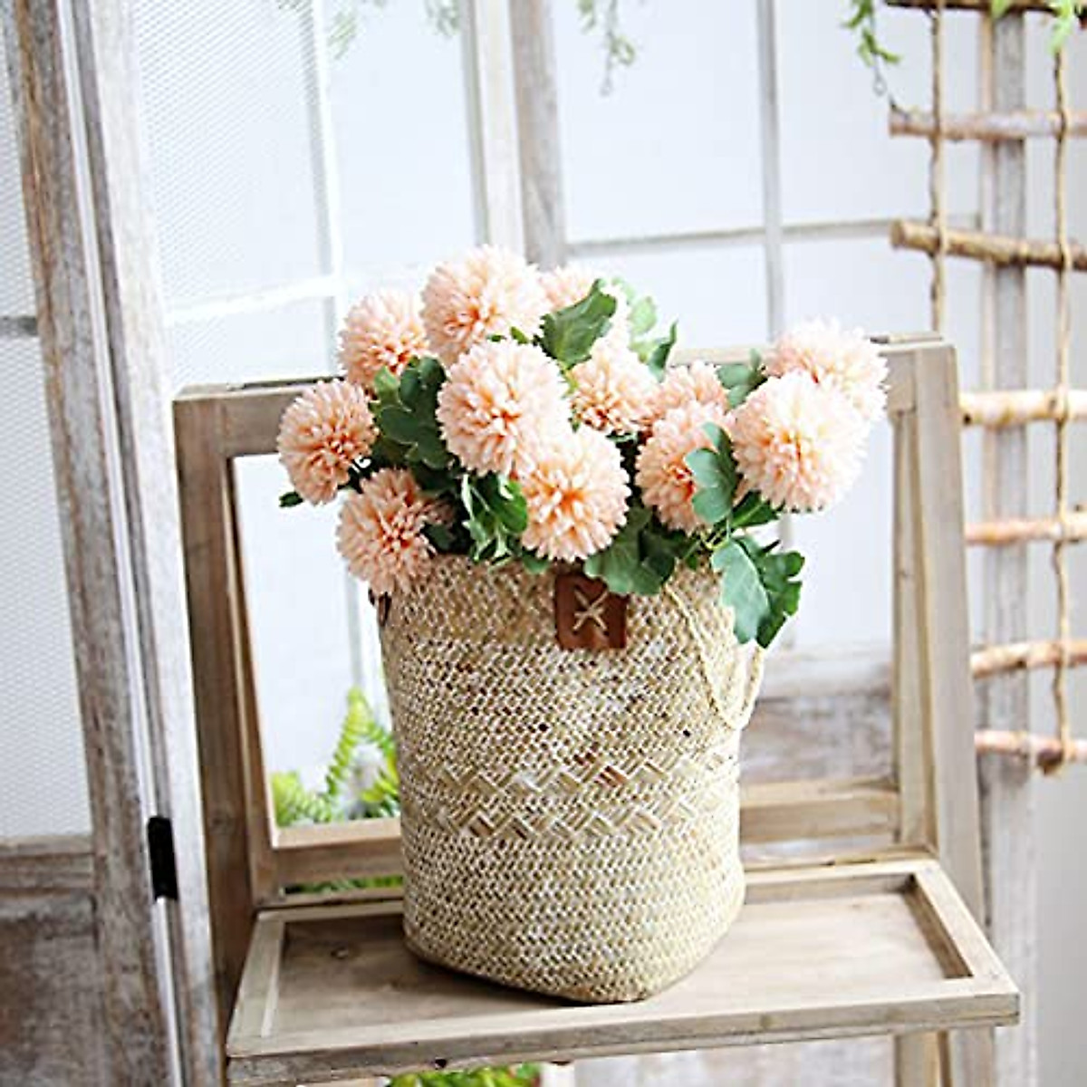 HANABASS Hanging Planters Hanging Flower Pot Multifunction Handmade Seagrass Braided Basket Flower Pot Desktop Storage Box Woven Laundry Basket(White Big) Hanging Indoor Planters Indoor Planter