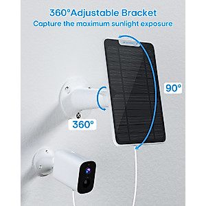 6W Solar Panel Charger Compatible with Arlo Ultra/Ultra 2/Pro 3/Pro 4/Pro 3 Floodlight Security Camera, Solar Panels Charging IP65 Weatherproof w/ 9.8ft Charging Cable Adjustable Wall Mount, 2 Pack