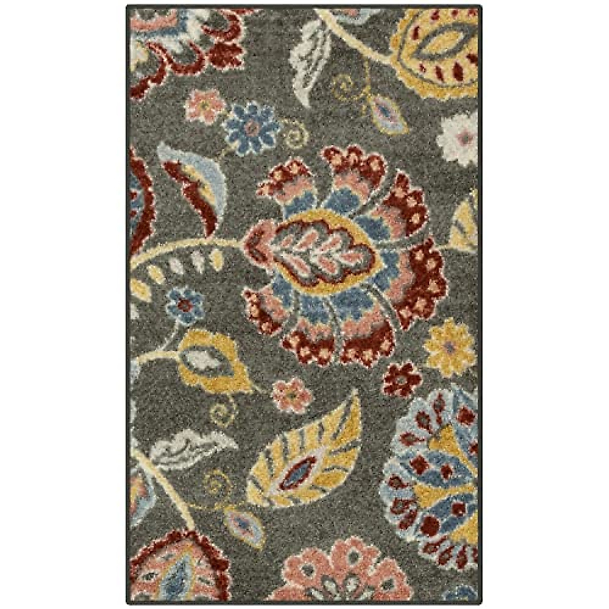 Maples Rugs Gardena Floral Kitchen Rugs Non Skid Accent Area Carpet [Made in USA], Gray Multi, 1'8 x 2'10