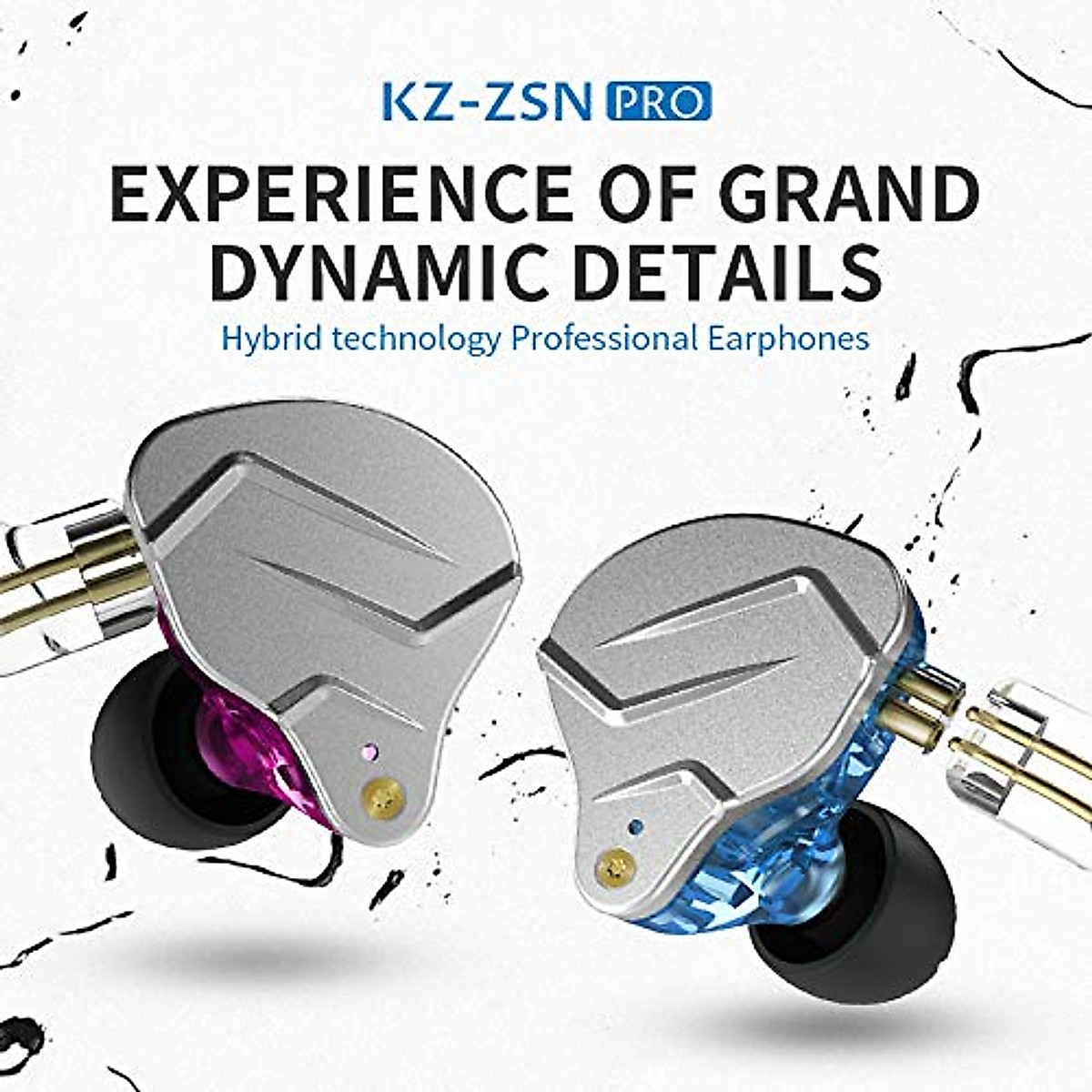 erjigo KZ ZSN Pro Dynamic Hybrid Dual Driver in Ear Earphones Detachable Tangle-Free Cable Musicians in-Ear Earbuds Headphones (Purple with Microphone)