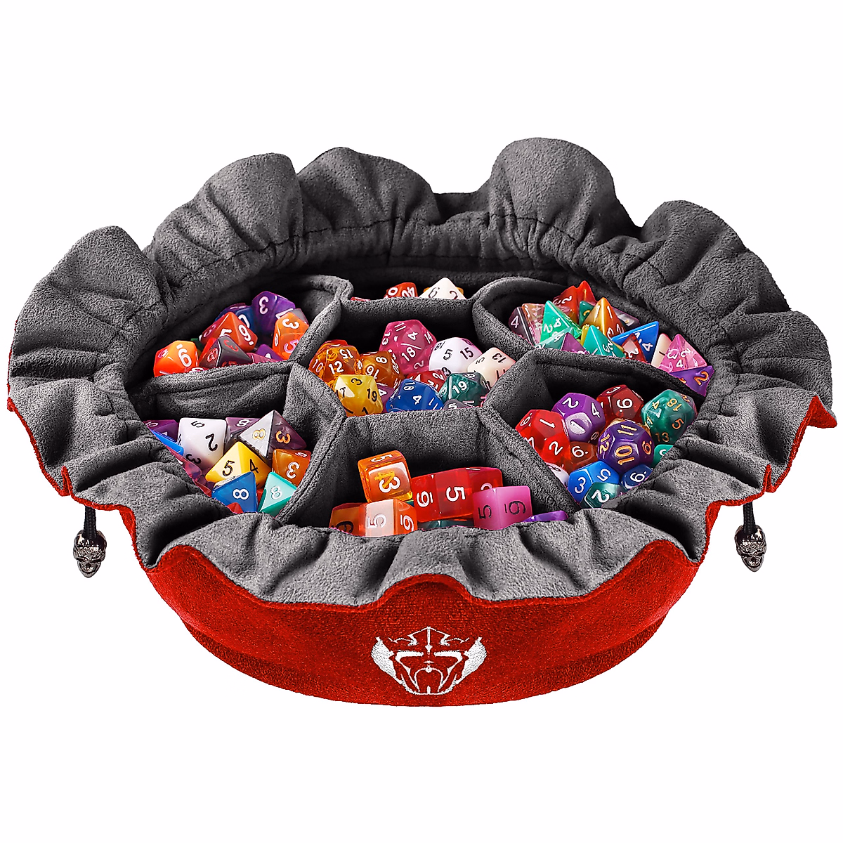 CardKingPro Immense Dice Bags with Pockets - Red - Capacity 150+ Dice - Great for Dice Hoarders [Patented Design]