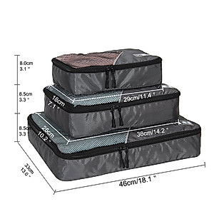 Hynes Eagle Travel Backpack 40L Flight Approved Carry on Backpack Blue with Grey 3PCS Packing Cubes Set