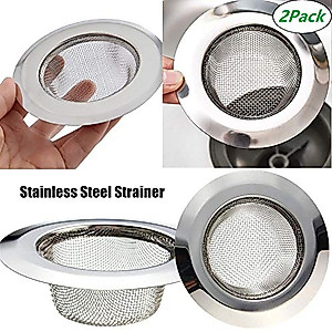 2 Pcs Stainless Steel Kitchen Mesh Silver Sink Strainer Large Wide Rim 4.5" Diameter,Perfect for Kitchen Sinks