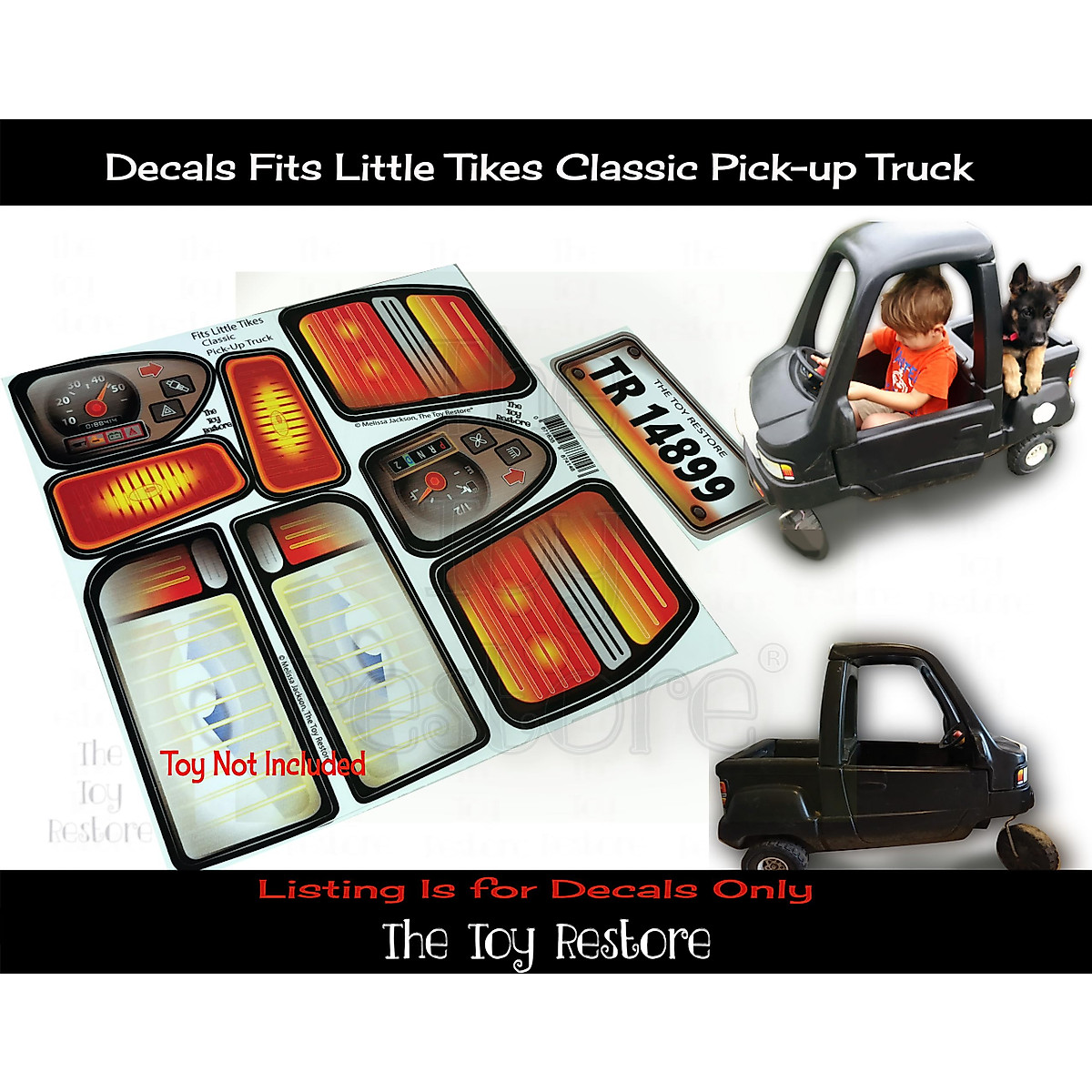 Toy Restore Replacement Stickers Fits Little Tikes Classic Pick up Truck (No Eyes)
