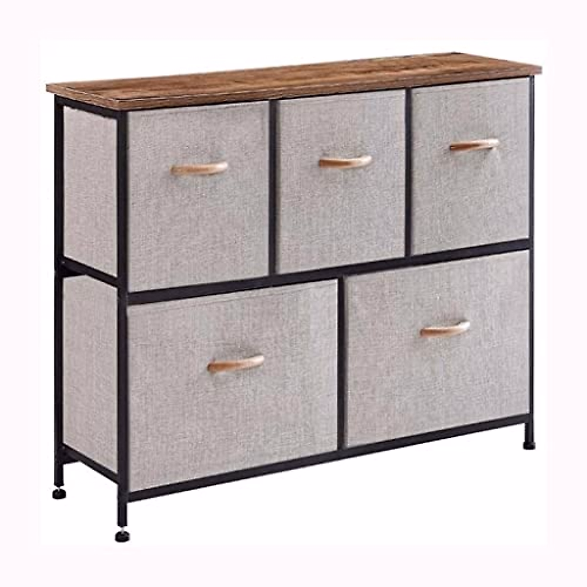 ZSEDP 5 Drawer Dresser Storage Organizer Cabinet for Bedroom Living Room Hallway Entryway Closet with Wide Sturdy Steel Frame Wood Top