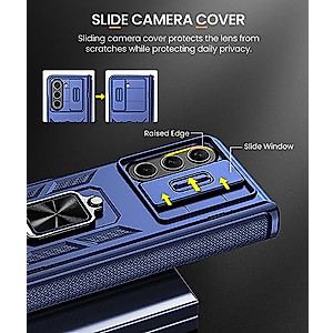 Caka Case Designed for Galaxy Z Fold 5 Case with Screen Protector, 360°Ring Magnetic Kickstand & Camera Cover & Hinge Protector for Samsung Galaxy Z Fold 5 Phone - Navy Blue