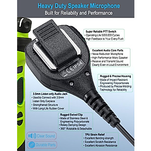 commountain Speaker Mic for Motorola Radios R2 BPR40D BPR40 CP100D CP200D CP200 CP185 CLS1410 CLS1110 DLR1060 RDU4100 RDU4160D RMU2040 RMU2080D CLS DTR RDU RMU, 2 Pin Shoulder Microphone