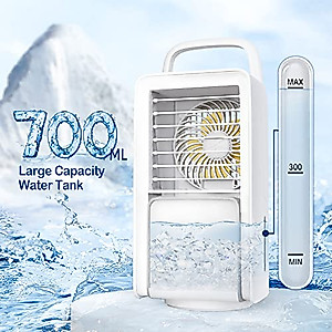 Portable Air Conditioners, USB Personal Evaporative Air Cooler with 12H Timer, 3 Wind Speeds 7 Colors Light, Touch Screen Desktop Cooling Fan with Large Water Tank for Home Room/17