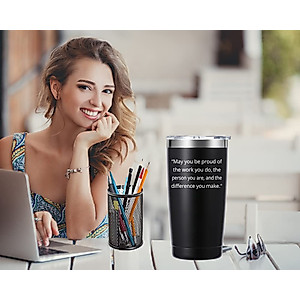 Merfefe May You Be Proud of the Work You Do 20oz Tumbler Gifts.Office Gift.Thank You Appreciation New Job Leaving Gifts.Going Away Farewell Retirement Gifts for Employee Coworker Boss.(Black)