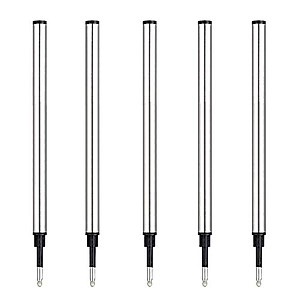 DunBong Rollerball Pen Refills, Roller Ball Fine Point 0.5mm, Red Ink Refill Pack of 5 - Replaceable Ballpoint Pen Refills Medium Point (Red)