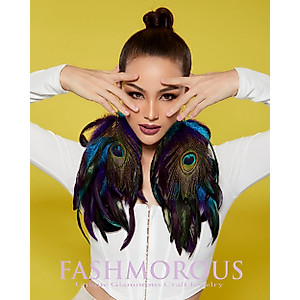 Fashmorous Peacock Feather Earrings Long Feather Earrings for Women Feather Earrings Purple