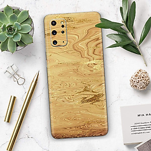 DesignSkinz Molten Gold Digital Foil Swirl V3 Protective Vinyl Decal Wrap Skin Cover Compatible with The Samsung Galaxy S20 (Screen Trim & Back Glass Skin)