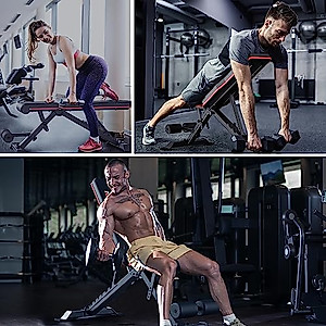 PASYOU Adjustable Weight Bench Press (9x4x3 Positions), Foldable Workout Bench, 700 Pounds Load Flat Incline Decline Strength Training Benches, Sit Up Exercise Equipment