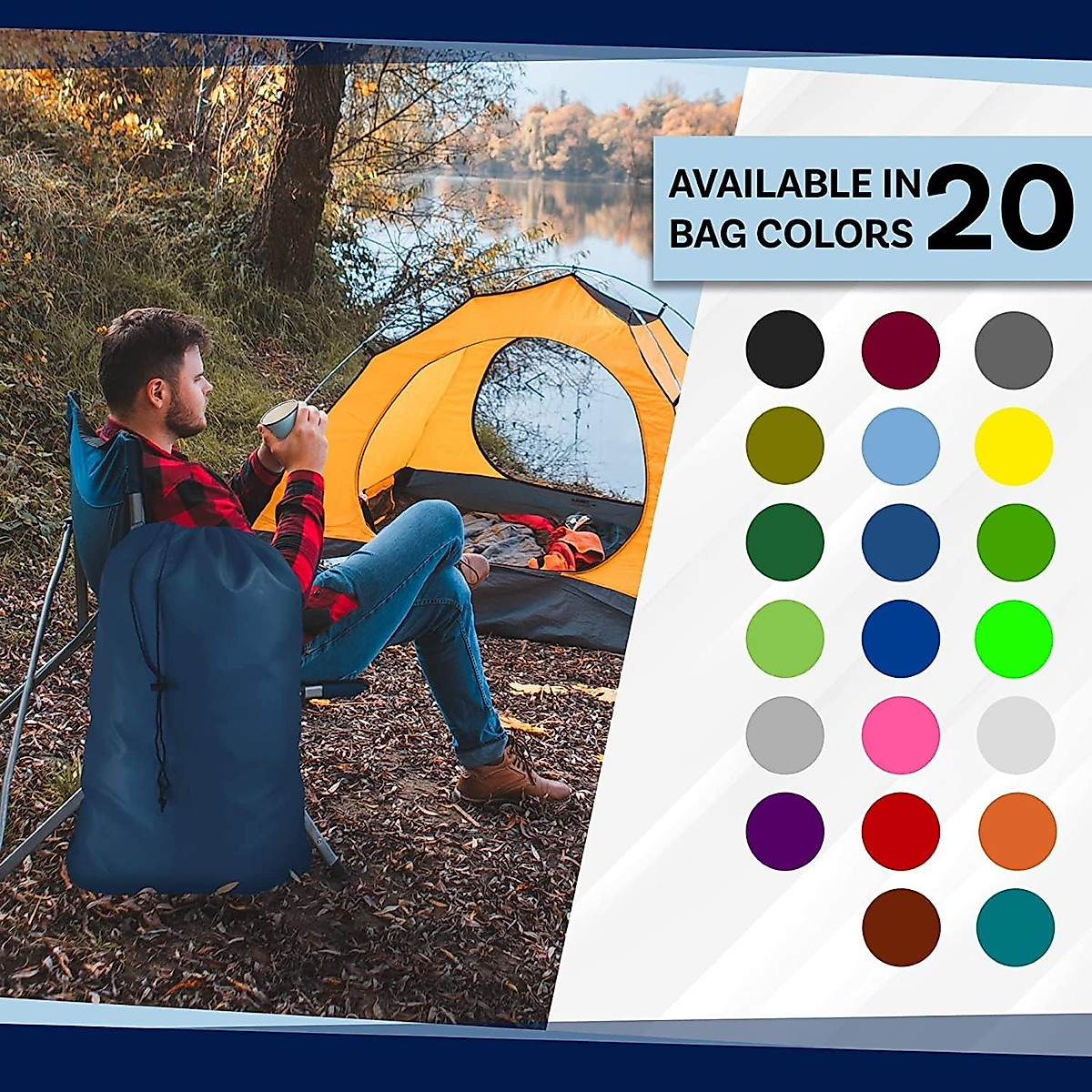 ROYAL BLUE Laundry Bag Heavy Duty w/Shoulder Strap, 22" x 28", Child Size, Small for Cruise, Water Resistant, Holds 2 Loads or 35 lbs, Dorm, Store Blankets, Yarn, Fabric & Clothes