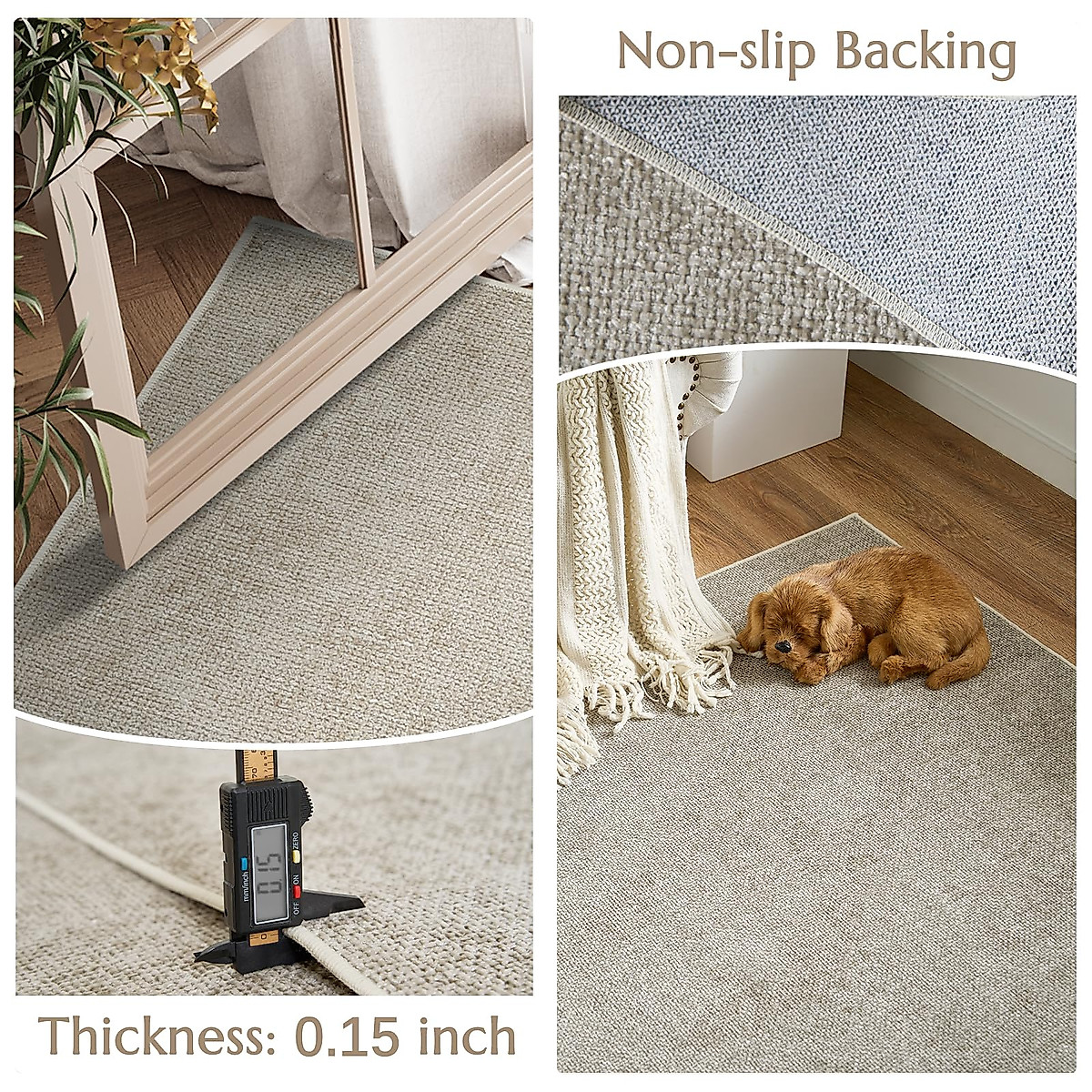 jinchan Modern Area Rug 2x3 Washable Rug Indoor Entryway Doormat Grid Accent Rug Kitchen Rug Geometric Contemporary Rug Non Slip Carpet Soft Rug for Living Room Bedroom Bathroom Home Office Taupe