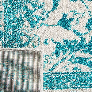 SAFAVIEH Adirondack Collection Area Rug - 8' x 10', Ivory & Teal, Oriental Distressed Design, Non-Shedding & Easy Care, Ideal for High Traffic Areas in Living Room, Bedroom (ADR109D)