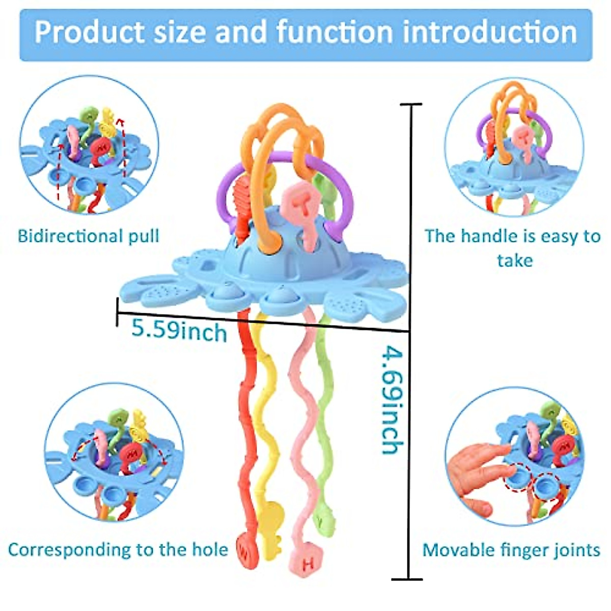 FATEORT Montessori Toys for 1+ Year Old, Food Grade Silicone Pull String Activity Toy, Sensory Toys for Toddlers, Travel Toys for Babies, Baby Toys Fine Motor Skills Toys for 12m+