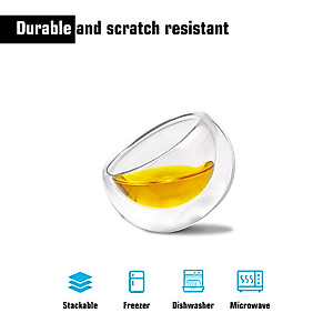 ZHMTang Double-walled Borosilicate Glass Tiny Teacups Each Holds 2 Oz／60ml (10 PCS)