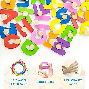 Alphabet Wooden Peg Puzzles Educational Learning Jigsaws Puzzles with Board Knob ABC Letters Alphabet Toys for Toddlers 1 2 3 4 5,Great Preschool Gifts for Girls and Boys