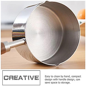 ABOOFAN 250ml Stainless Steel Mini Butter Warmer Small Milk Pot Coffee Milk Warmer