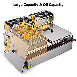 WeChef Commercial Deep Fryer 24L 5000W with Dual Tank Baskets Stainless Steel Electric Countertop Fryer for Restaurant Bar
