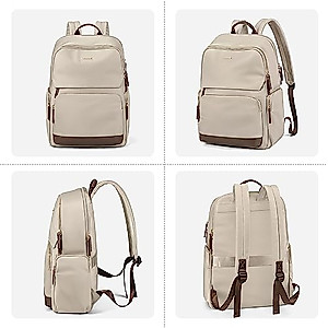 GOLF QUALITY Laptop Backpack for Women Casual Daypack Travel Work Computer Bookbag Fits 15.6 Inch Notebook (Apricot)