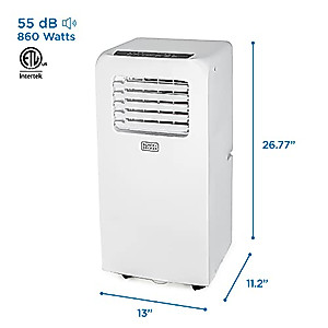 BLACK+DECKER 8,000 BTU Portable Air Conditioner with Remote Control, White