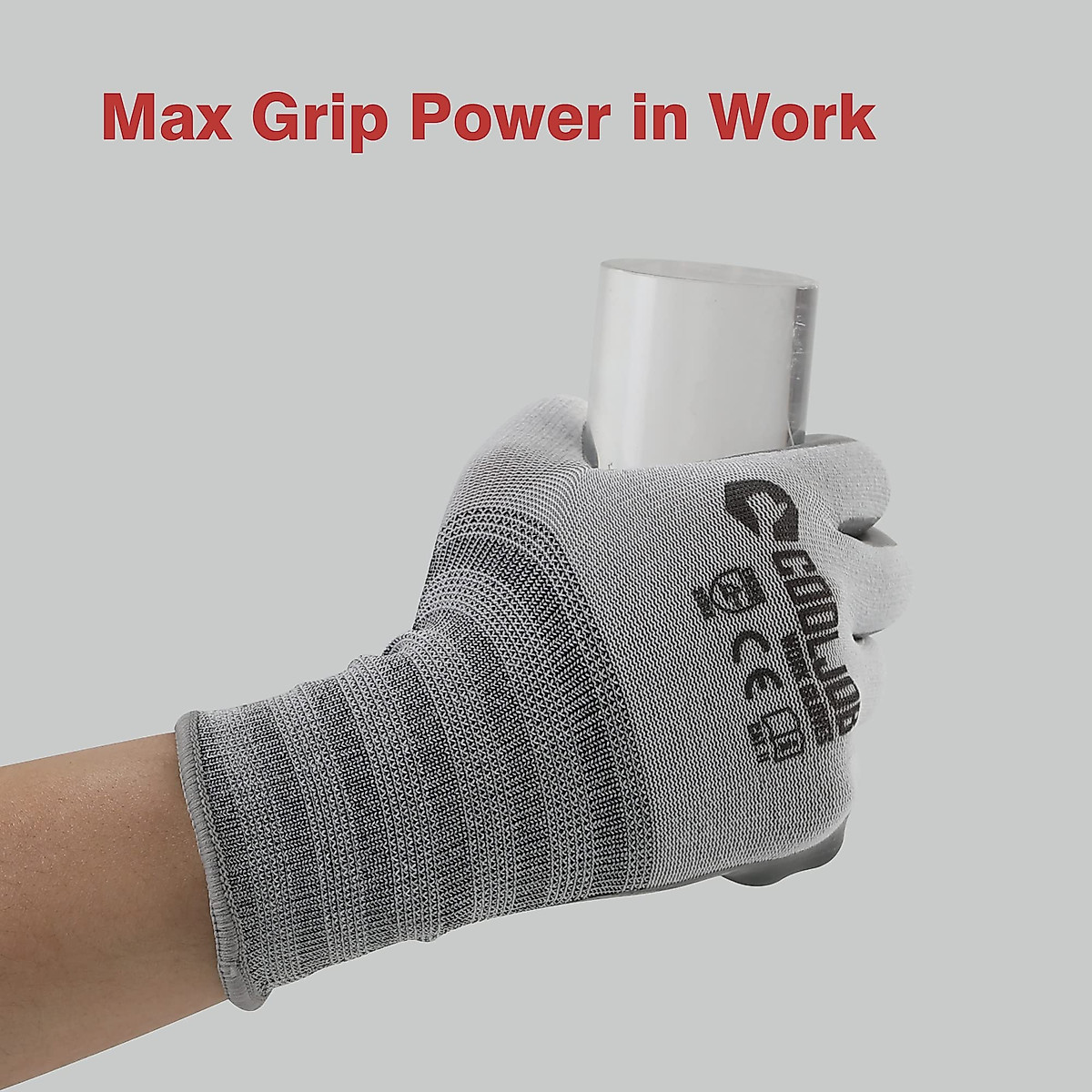 COOLJOB Unisex Work Gloves, Gray, Small (Pack of 3)