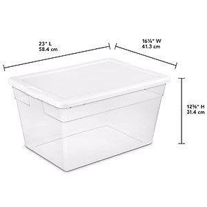 Sterilite 48-Pack Stackable Storage Bin with Lid, Clear Plastic Design, 16 Quart