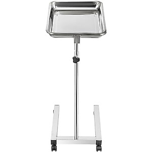 VEVOR Stainless Steel Medical Cart, 18x14 Inch Tray, Height Adjustable 32-51 Inch, with Detachable Tray & 4 Swivel Wheels, Ideal for Home Equipment & Personal Use