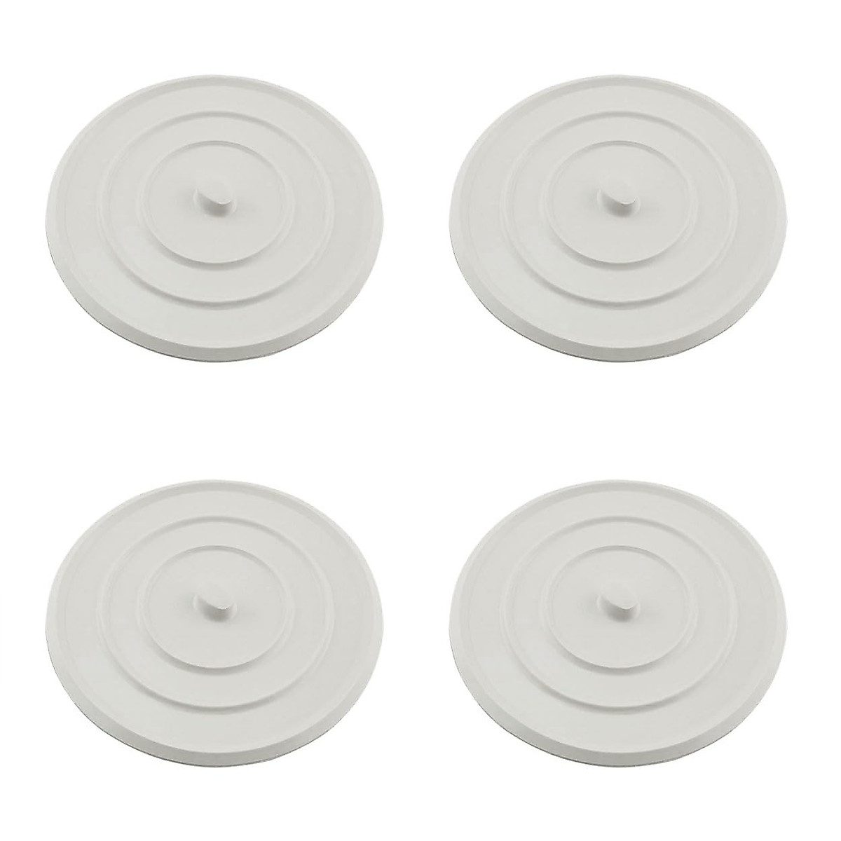 Ruiwaer 4PCS White Flat Suction Sink Stopper Rubber Silicone Shower Drain Bath Plug Stopper Bathtub Drain Stopper Plug Sink Plug Universal Sink Stopper for Kitchens, Bathrooms and Laundries