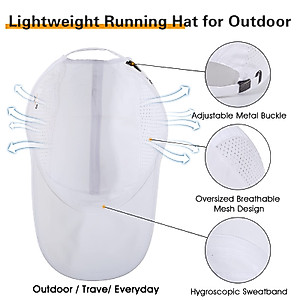 Geyanuo Running Hat for Women Men, Quick Drying Baseball Cap, Unstructured Mesh Outdoor Workout Hat, Sports Hat for Golf Hiking Tennis White