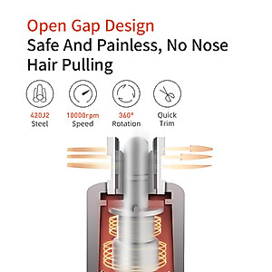 ZHIBAI Ear and Nose Hair Trimmer, Painless Nose Hair Clippers Trimmer for Men and Women, Portable Nose Hair Remover with Dual Edge Blades, Battery-Operated, IPX7 Waterproof